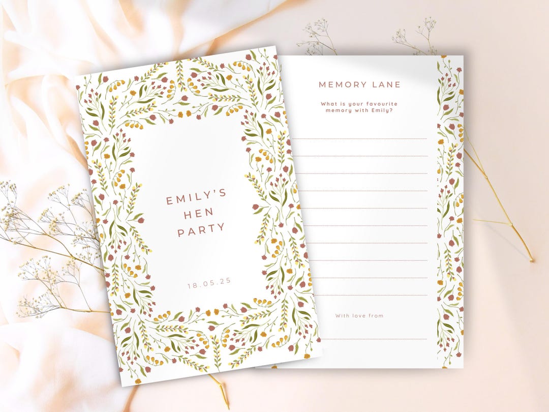 Hen Do Party Game, Bride Memory Story, Neutral Eucalyptus Wildflower ...