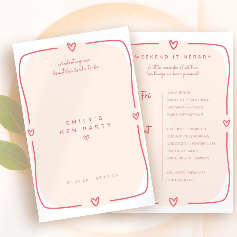 Glitter Hen Party Itinerary - Etsy UK