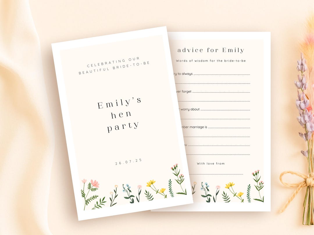 Hen Do Party Game, Bridal Shower Advice for the Bride, Neutral Pretty ...