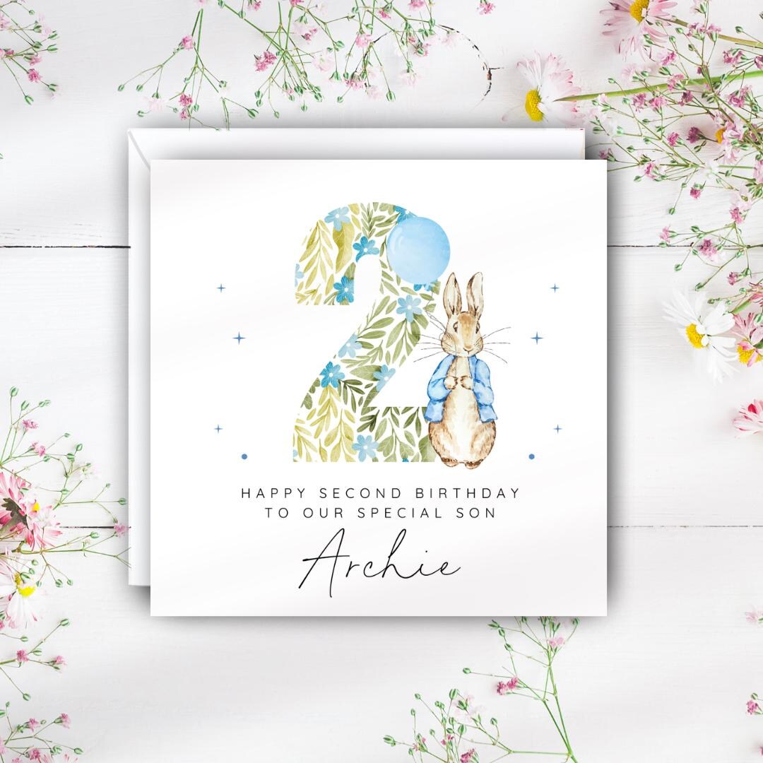Son Birthday Card Peter Rabbit | Personalised Message Name Age Son’s ...