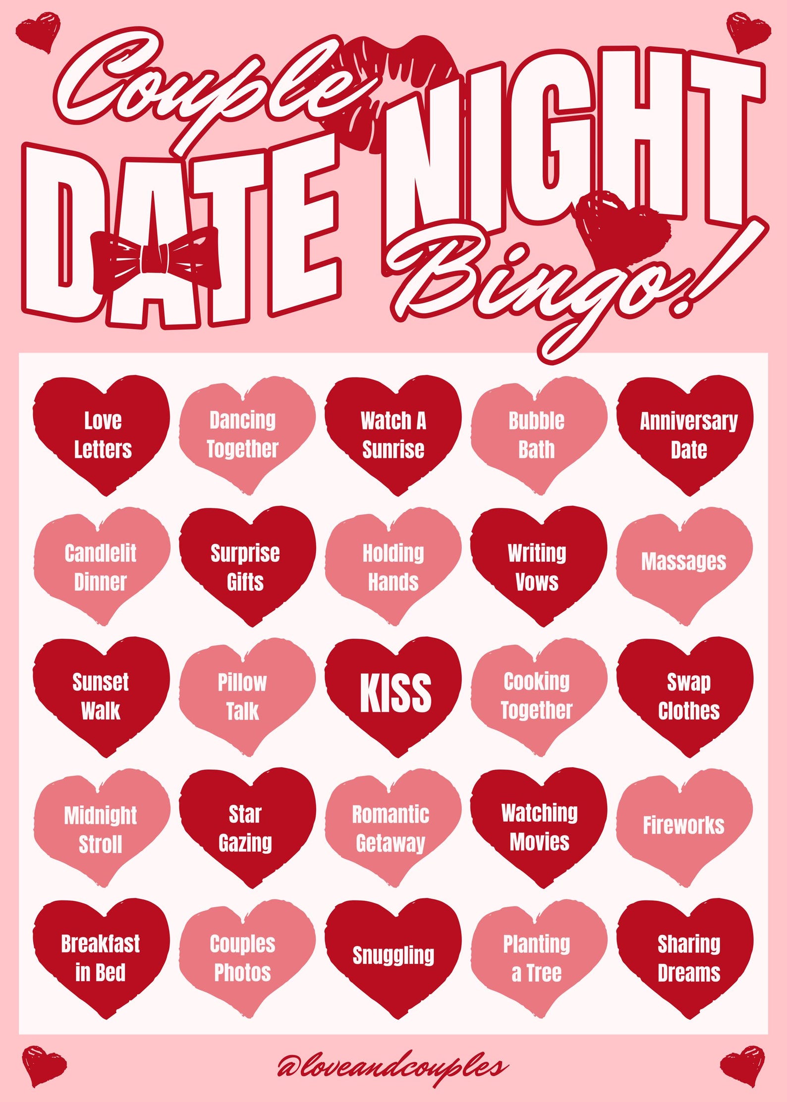 Date Night Bingo | Printable Date Night Game Card | Couples Game ...