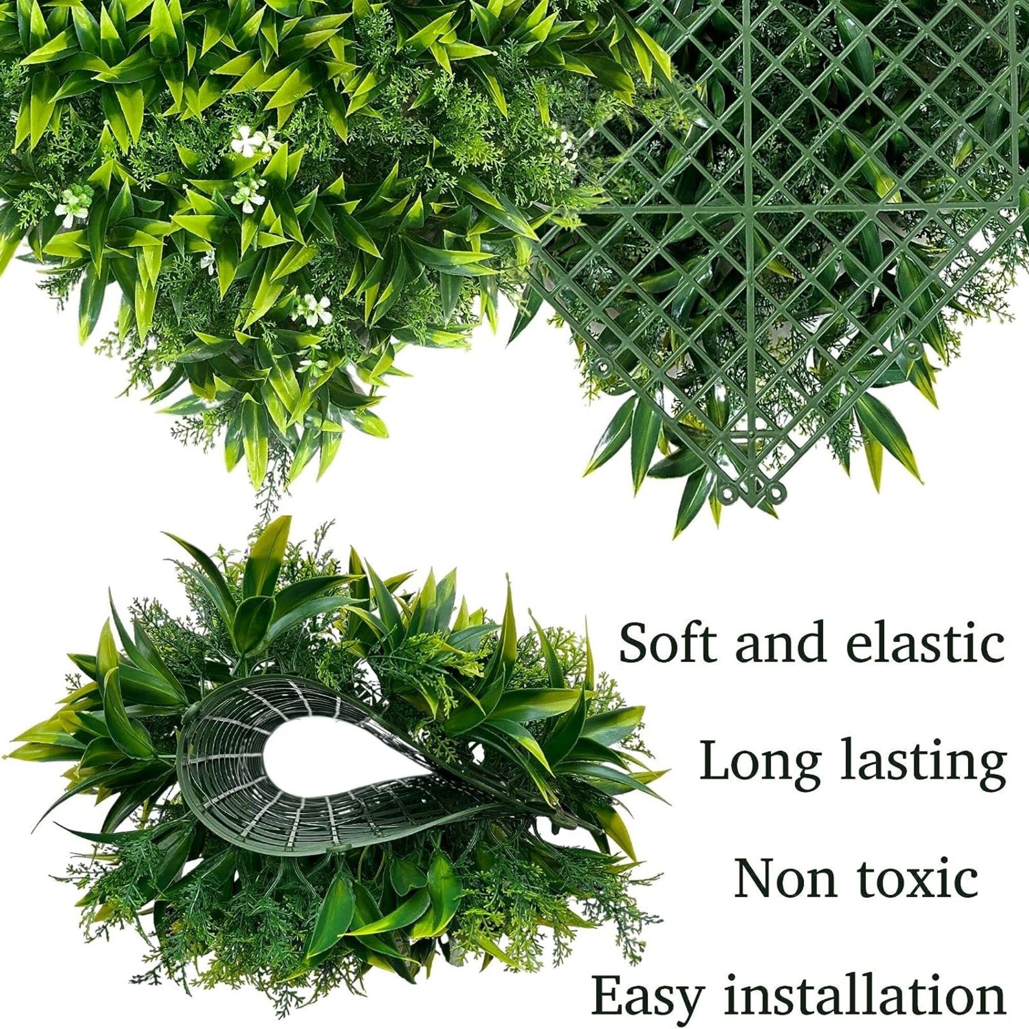 Artificial Grass Wall Panel 20x20'' 9pcs Greenery Grass Backdrop With ...