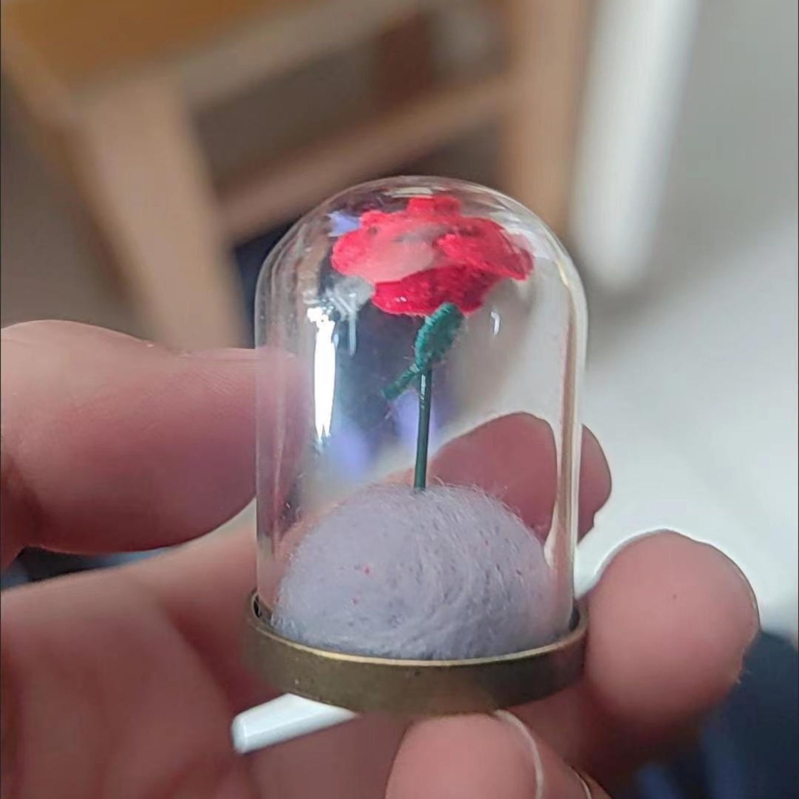 Little Prince's Mini Red Rose With Glass Cover Home Decor Desktop Decor ...