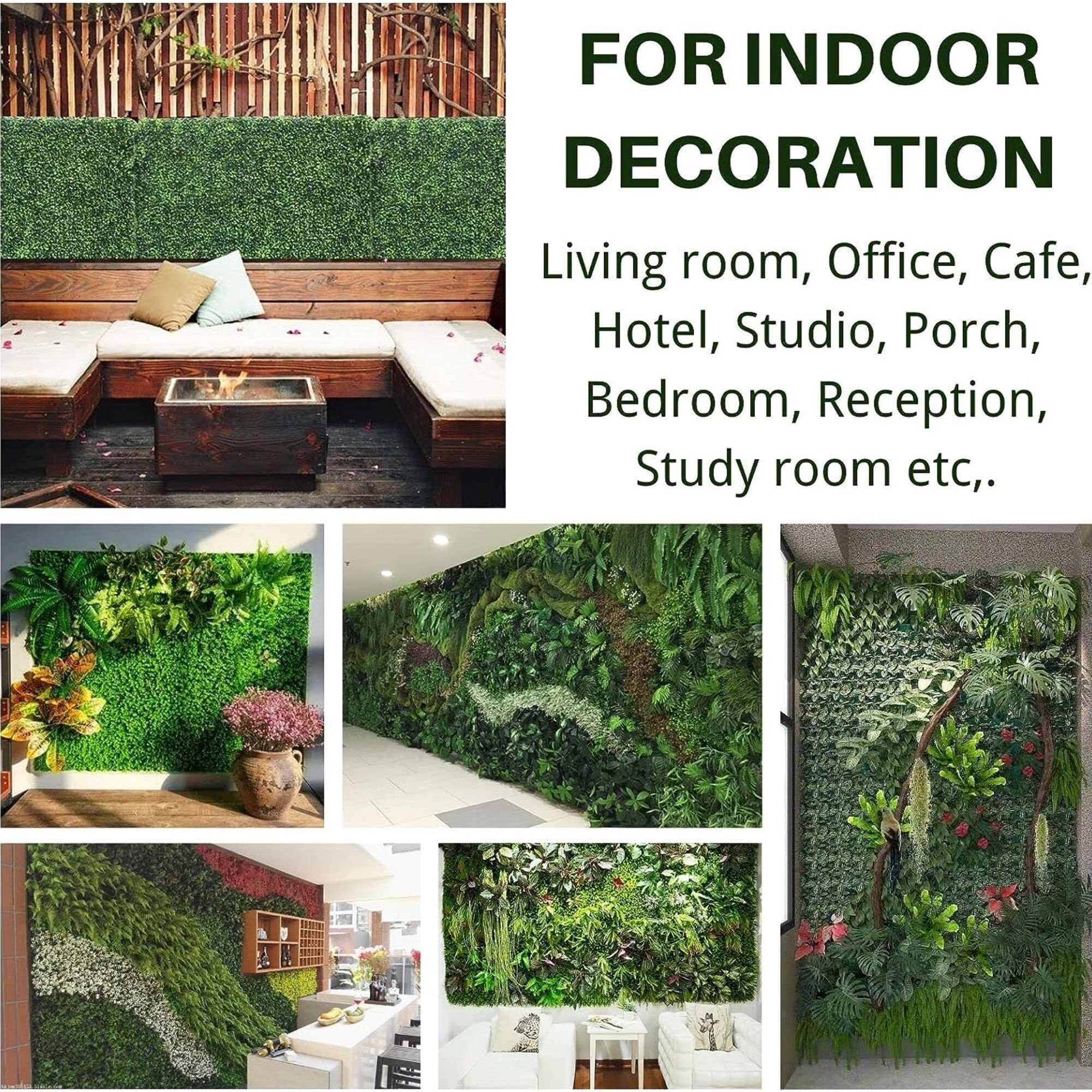 Artificial Grass Wall Panel 20x20'' 9pcs Greenery Grass Backdrop With ...