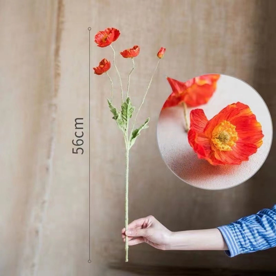 Artificial Corn Poppy Flowers Multi Color Fake Papaver Flower Flocking ...