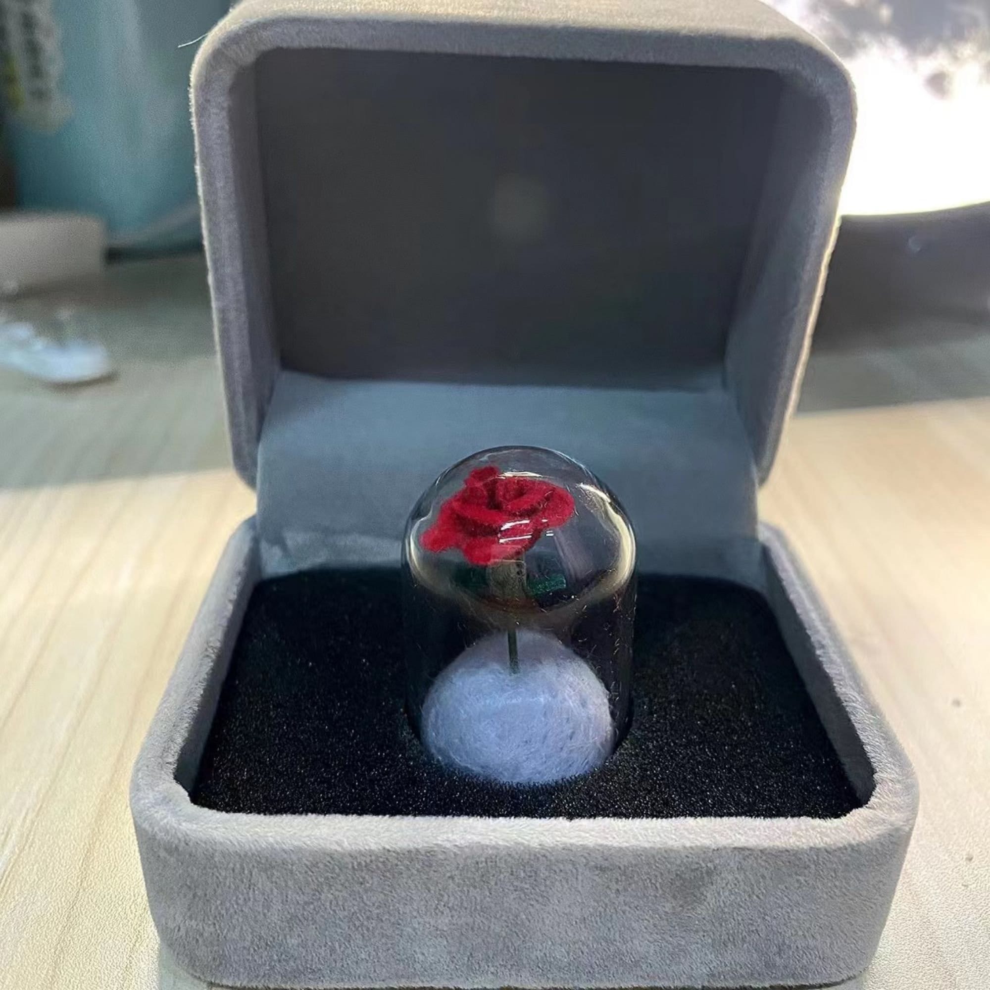 Little Prince's Mini Red Rose With Glass Cover Home Decor Desktop Decor ...