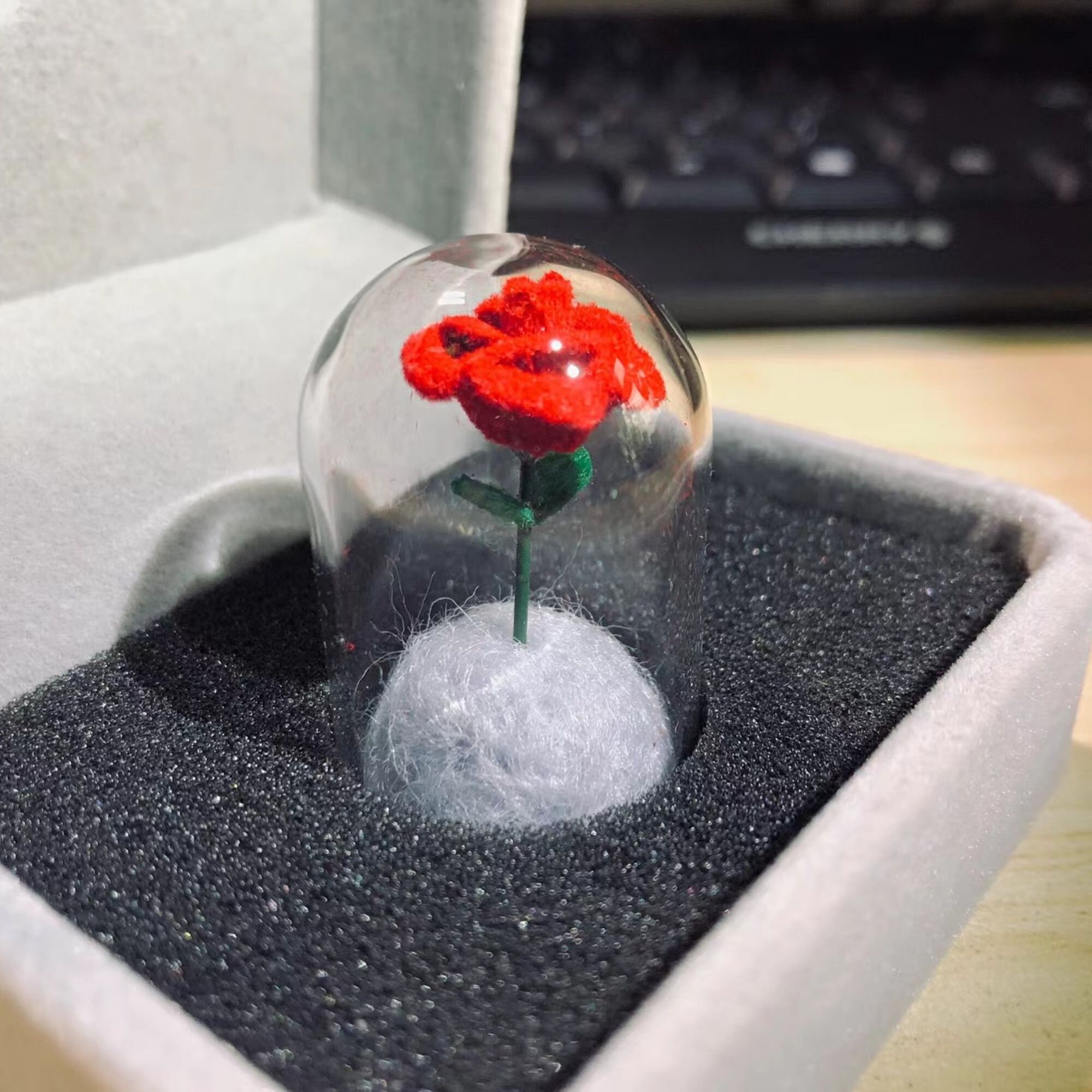 Little Prince's Mini Red Rose With Glass Cover Home Decor Desktop Decor ...