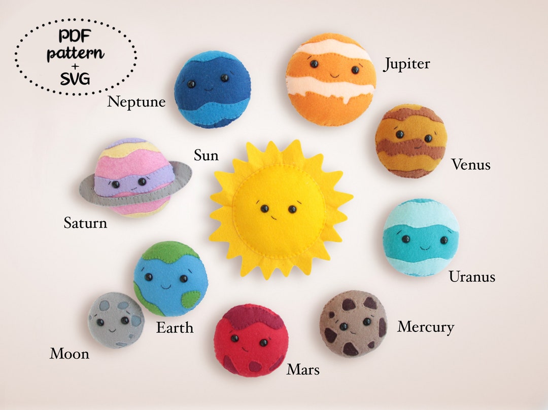 Solar System Felt Pattern, Space Sewing Decor, Felt Planet Patterns ...
