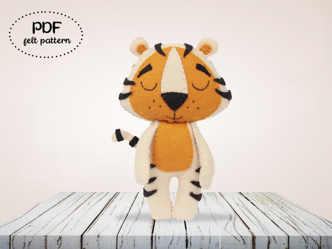 Tiger Felt Sewing Pattern, Easy Toy Felt Patterns, Tiger Tutorial, Felt ...