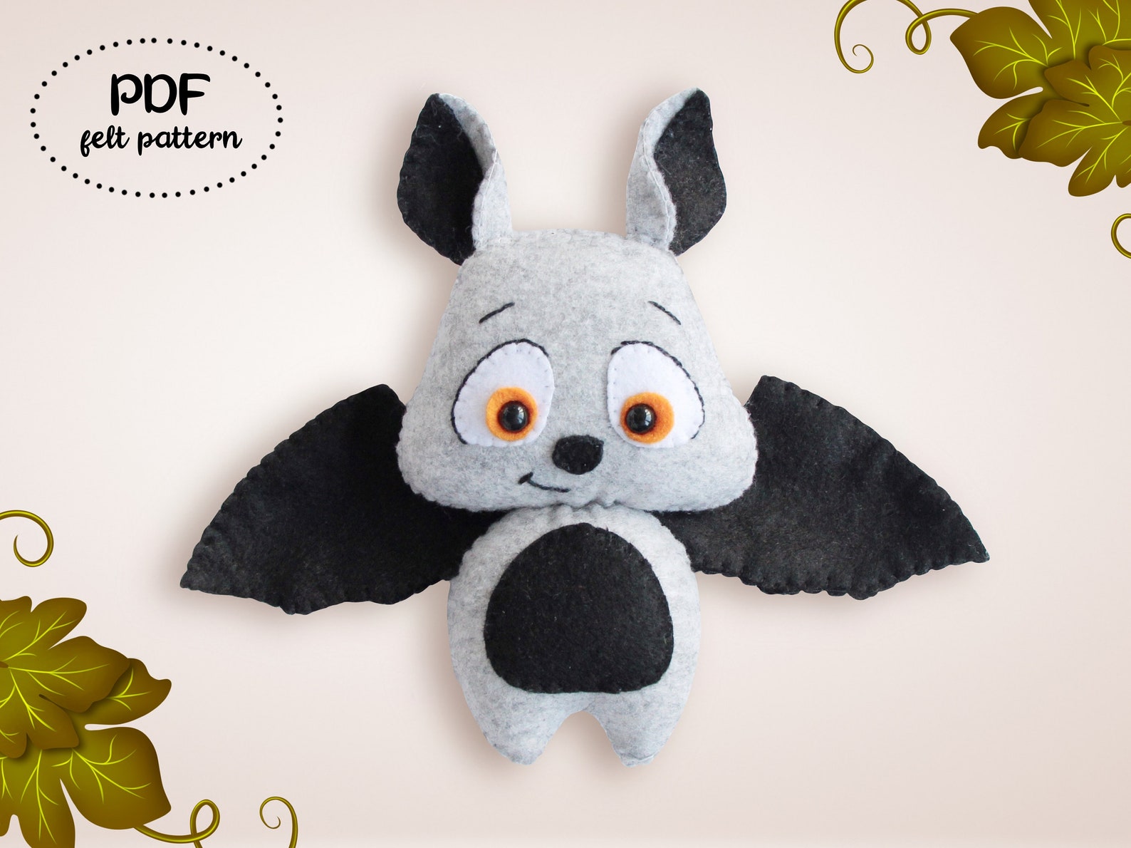 Felt Bat Pattern, Felt Halloween Decor, Bat Plush Sewing, Easy Sewing ...