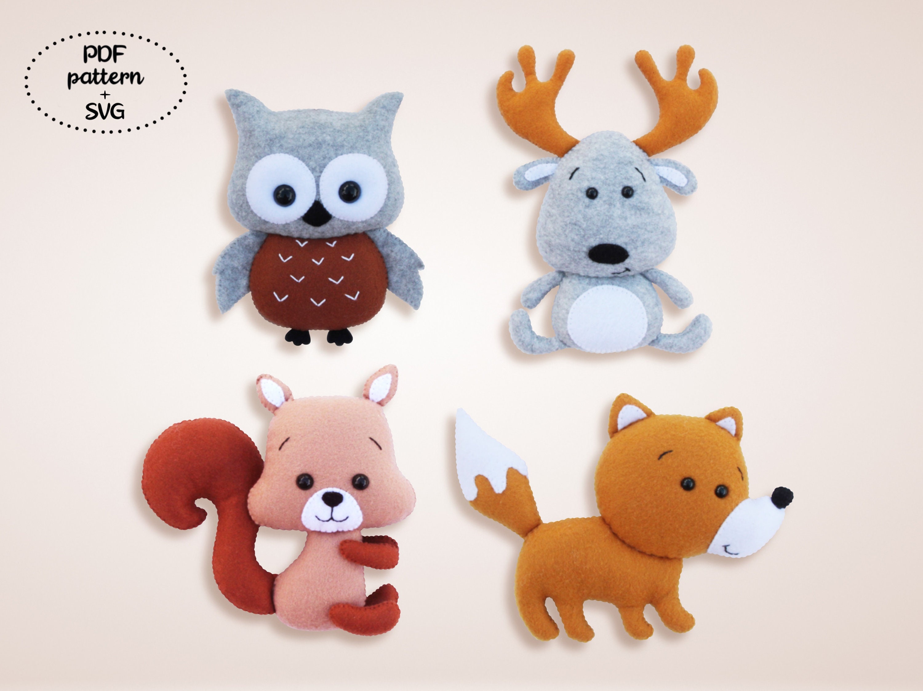 Felt Woodland Sewing Pattern, Easy Animals Pattern PDF, Hand Sewing ...