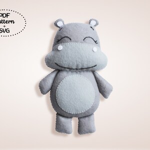 Hippopotamus Felt Pattern, Easy Toy Sewing Patterns, Hippo DIY Tutorial ...