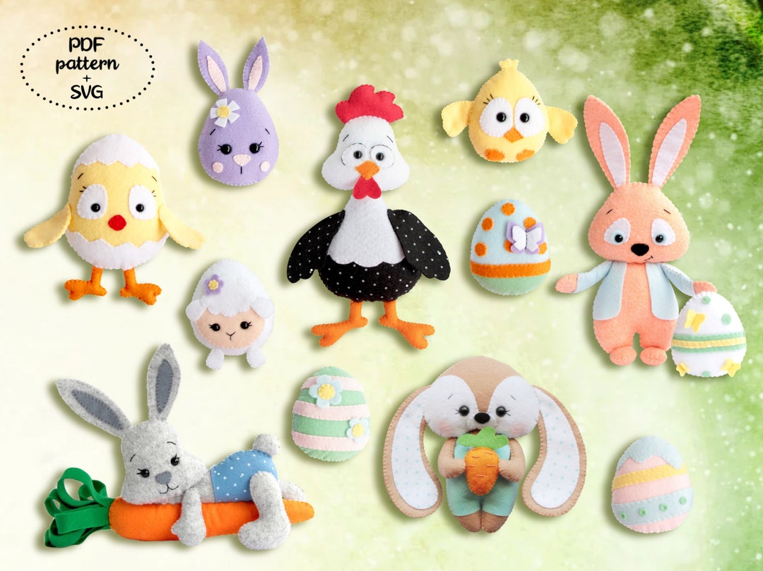 Felt Easter Ornaments, Felt Patterns, PDF Sewing Pattern & Instruction ...
