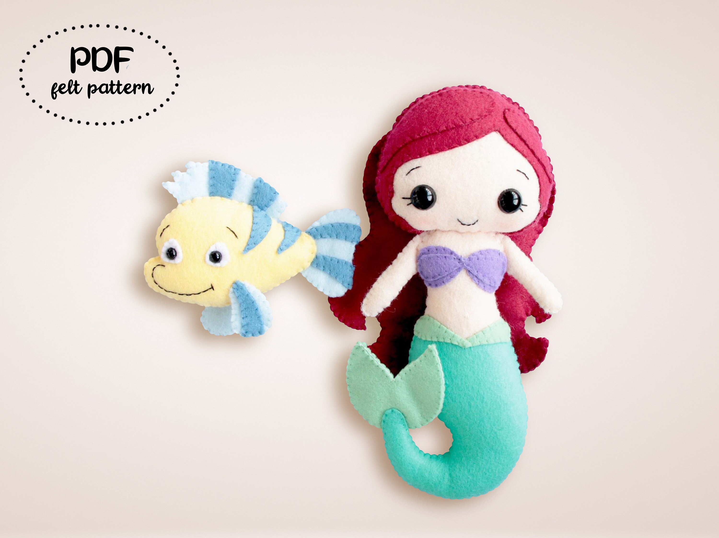 Felt Pattern Mermaid Felt Mermaid Kawaii Mermaid PDF Ocean - Etsy