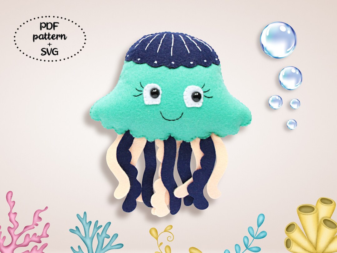 Felt Jellyfish Sewing Pattern PDF SVG, Felt Patterns, Ocean Pattern ...