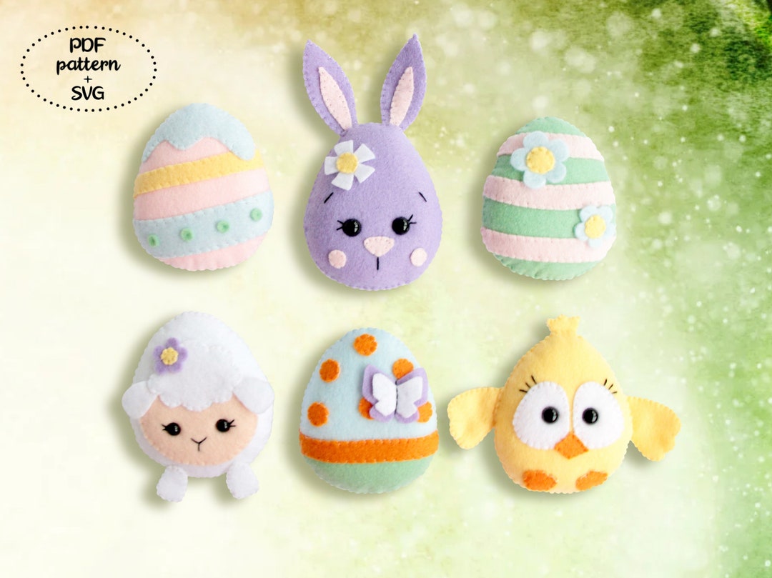 Easter Eggs Sewing, Felt Easter Egg Pattern, Easter Decor, Easter ...