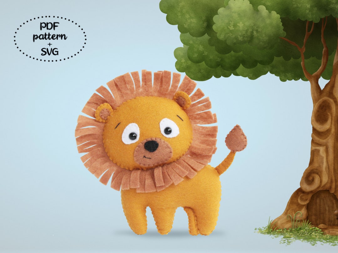 Felt Lion Toy Pattern, Sewing Pattern, Felt Lion Tutorial, Safari ...