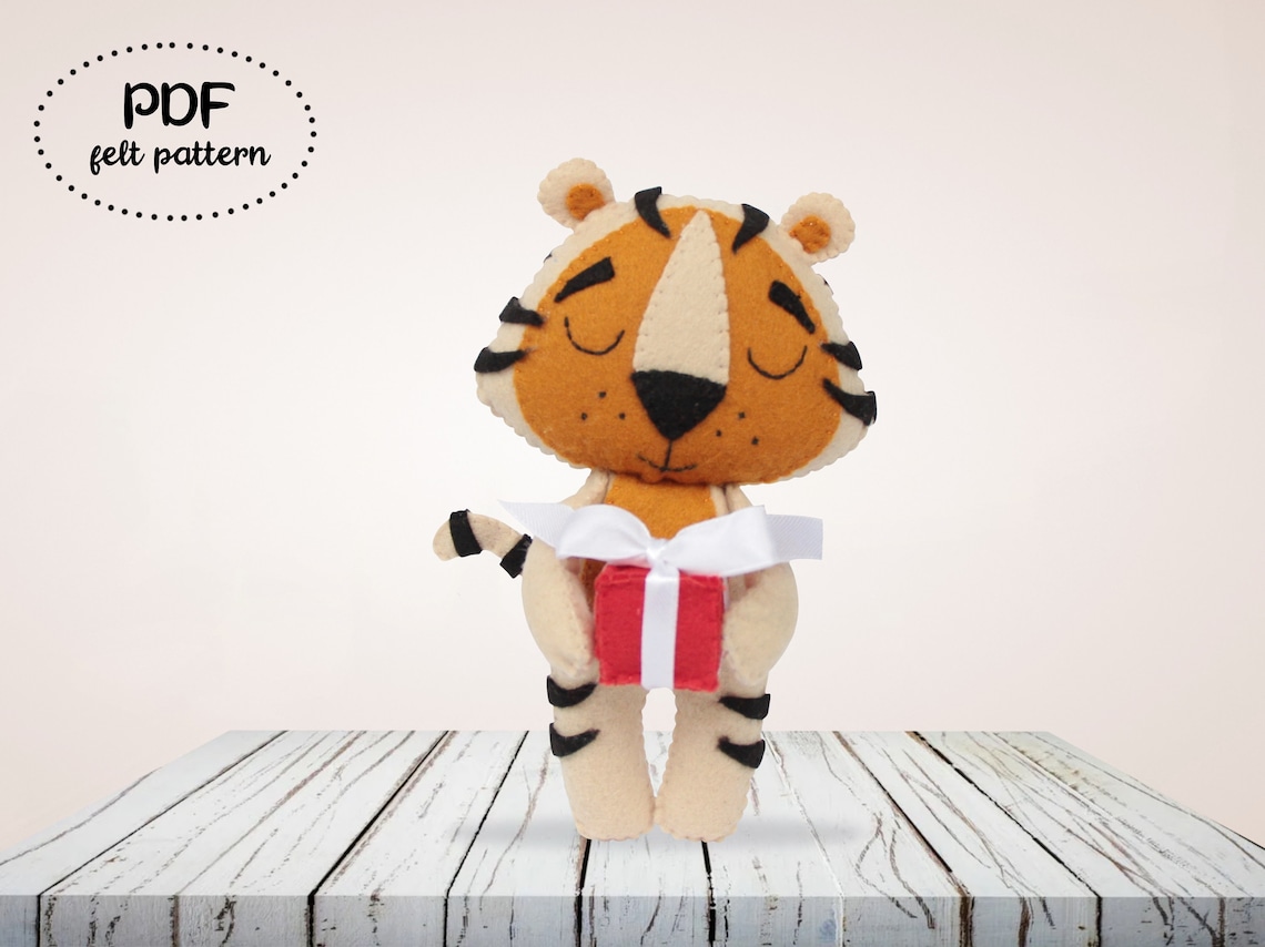 Tiger Felt Sewing Pattern, Easy Toy Felt Patterns, Tiger Tutorial, Felt ...