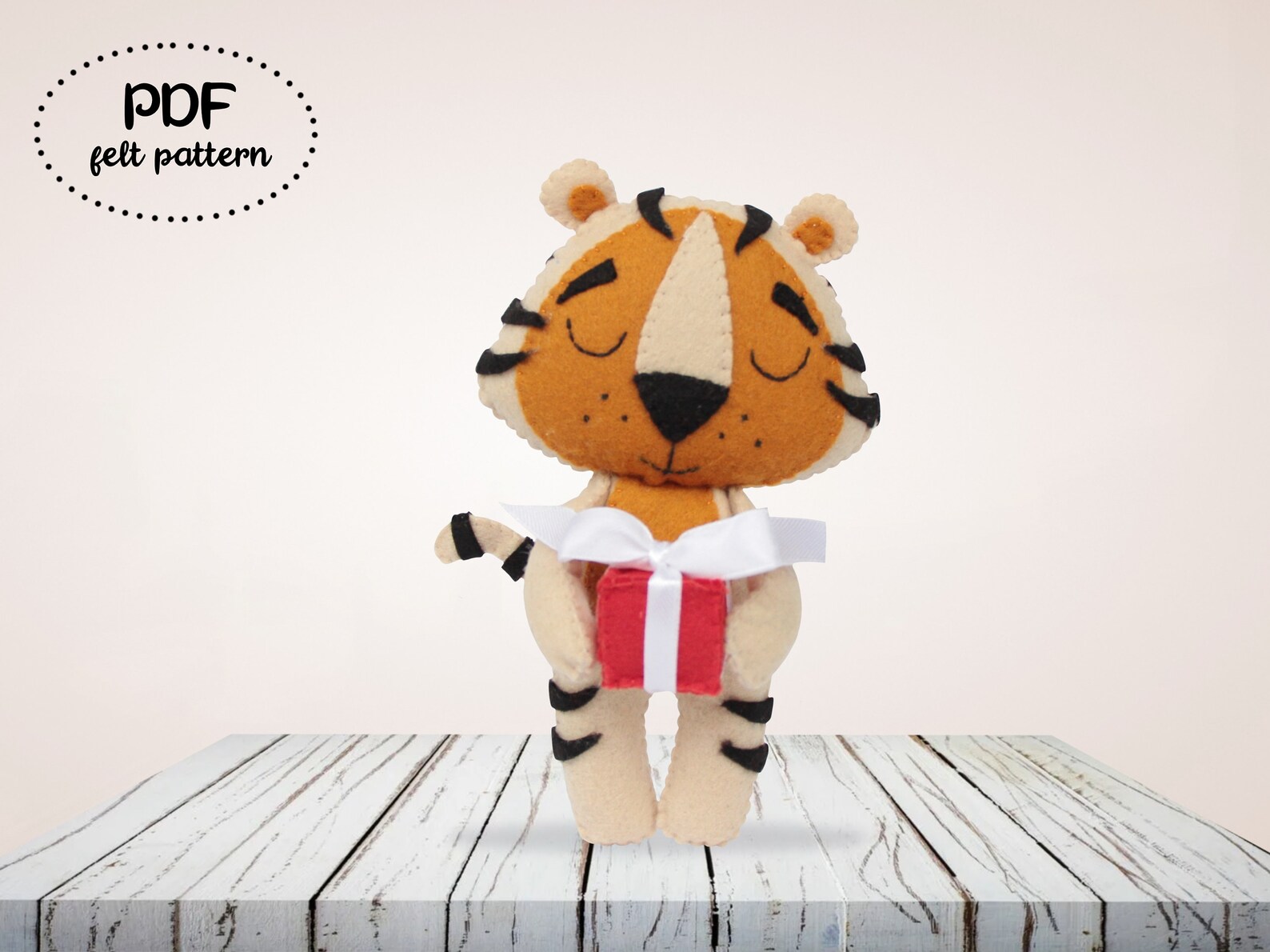Tiger Felt Sewing Pattern, Easy Toy Felt Patterns, Tiger Tutorial, Felt ...