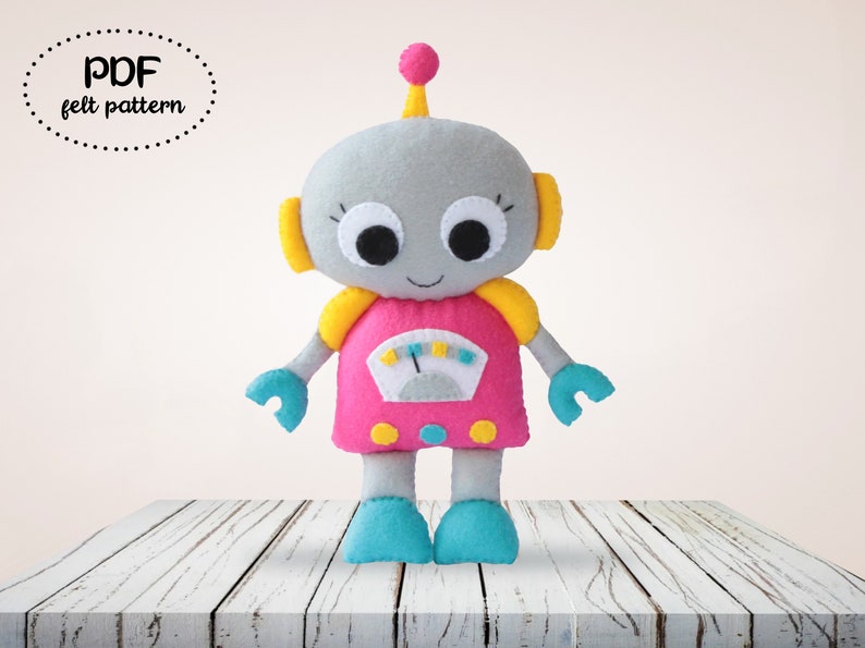 Robot Girl Toy, Felt Pattern, Felt Sewing, Felt Robots Ornament, Felt ...