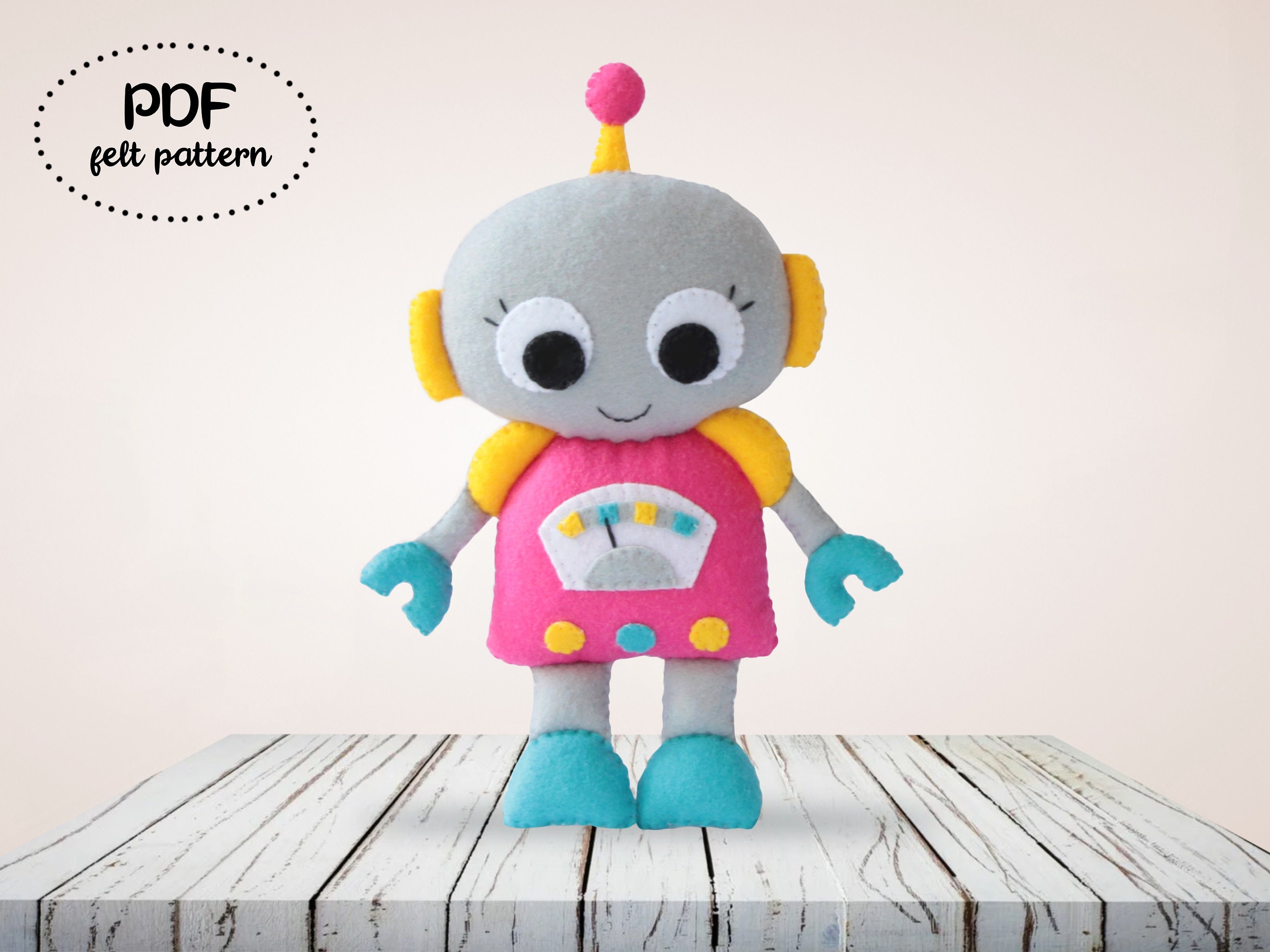 Robot Girl Toy, Felt Pattern, Felt Sewing, Felt Robots Ornament, Felt ...