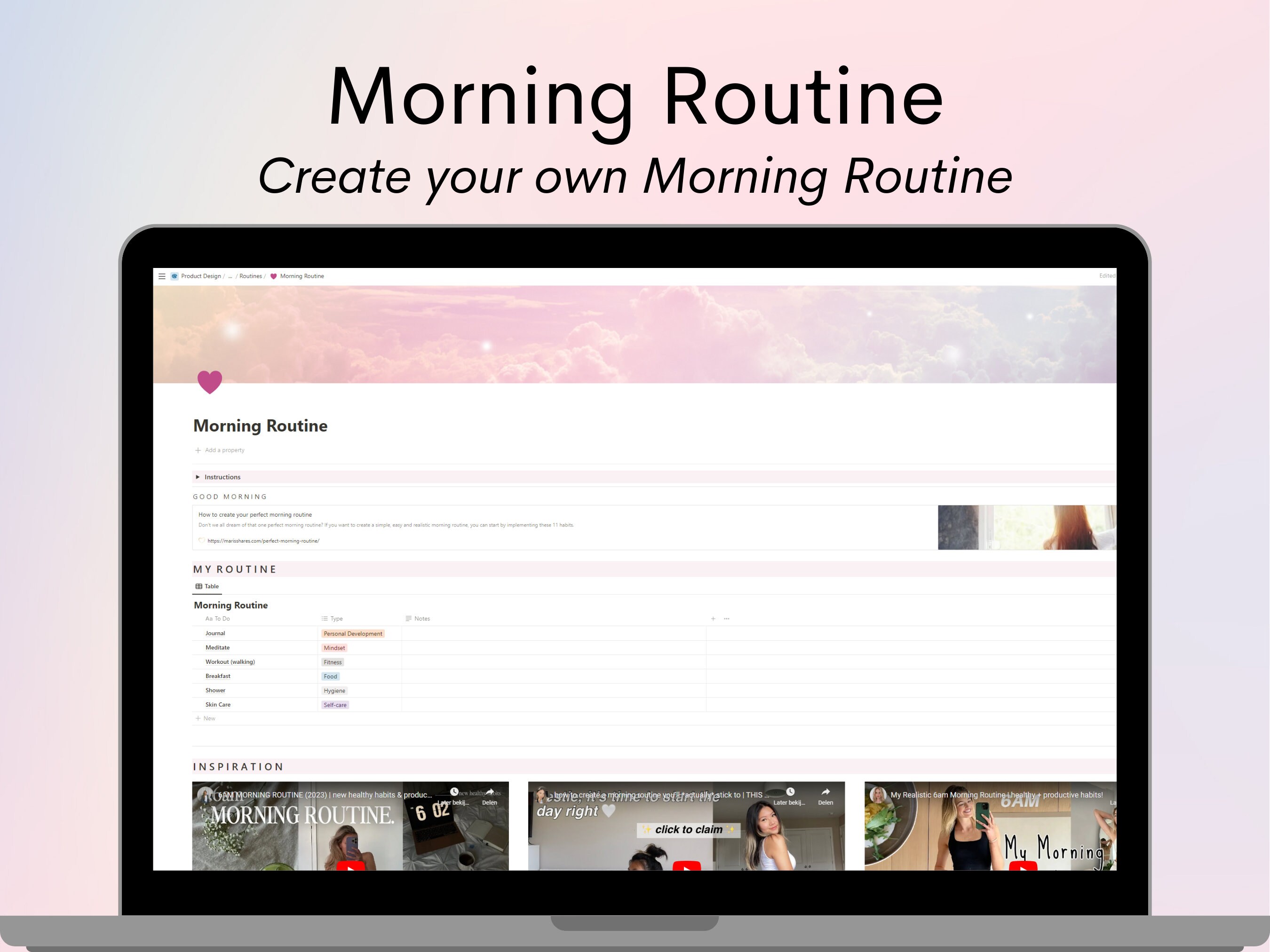 Notion Template, Notion Habit Tracker, Morning Routine, Notion ...