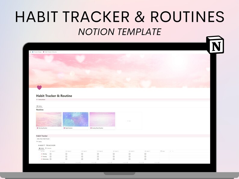 Notion Template, Notion Habit Tracker, Morning Routine, Notion ...