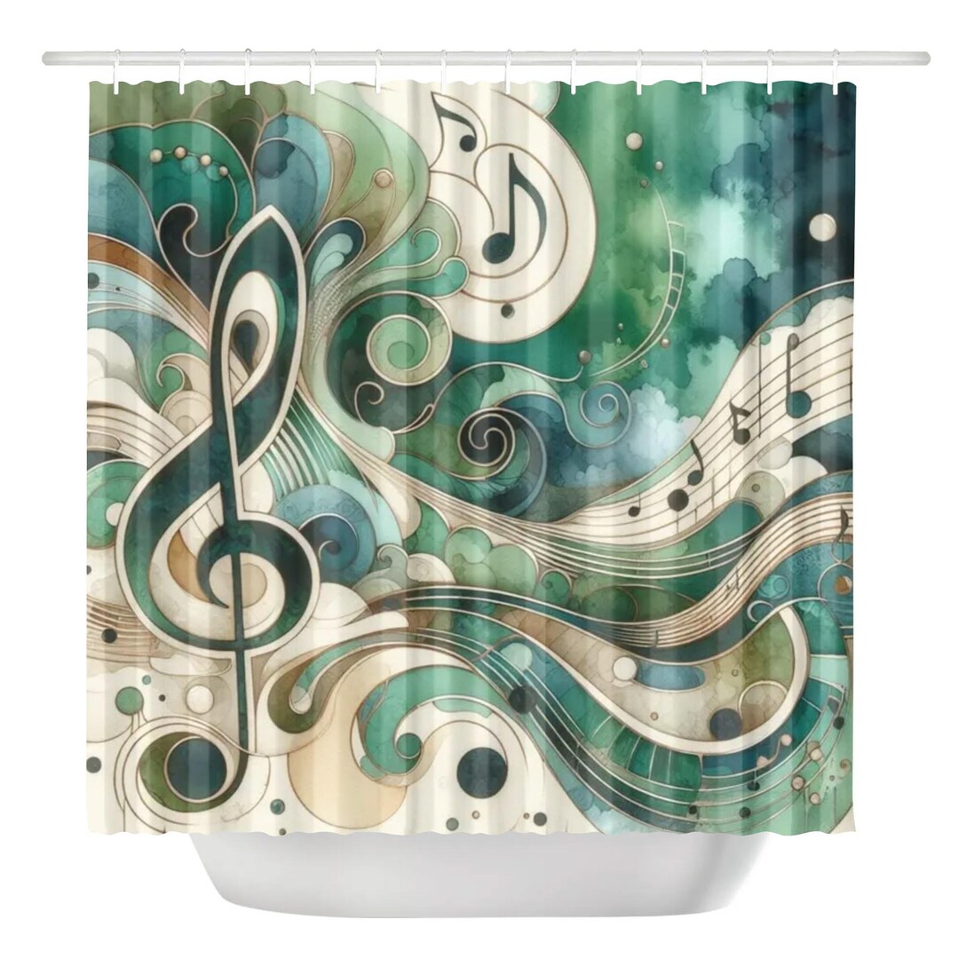 Emerald Jade Treble Clef Shower Curtain - Etsy