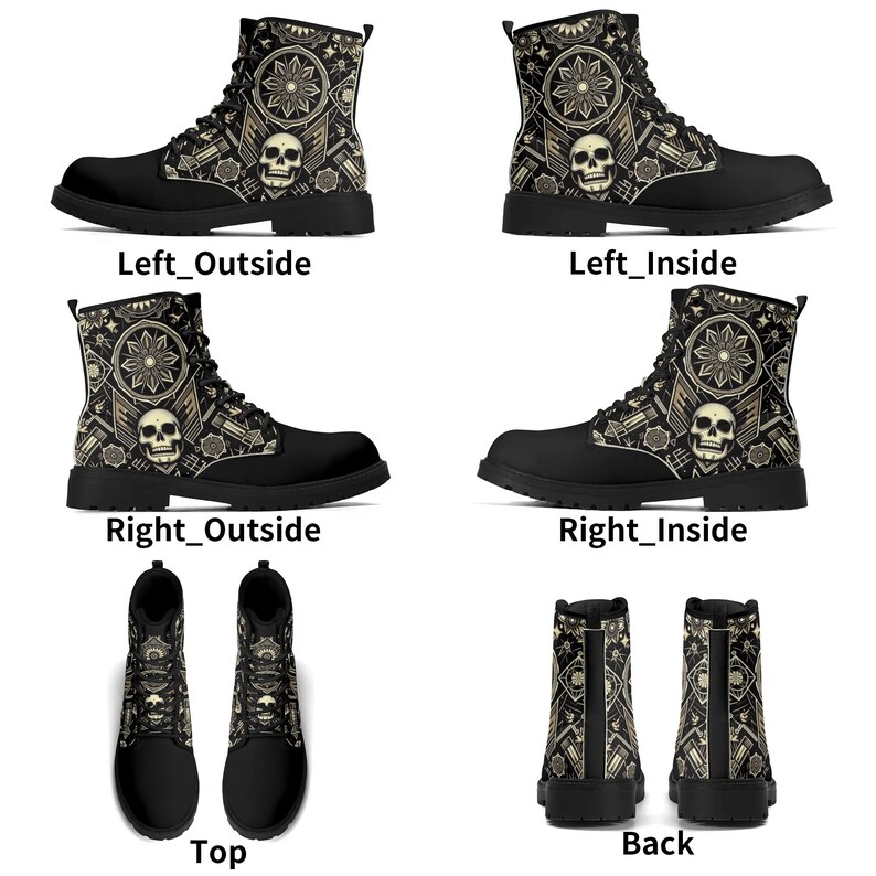 Black Leather Skull Boots Mens Outsole Smiling Skull Design - Etsy