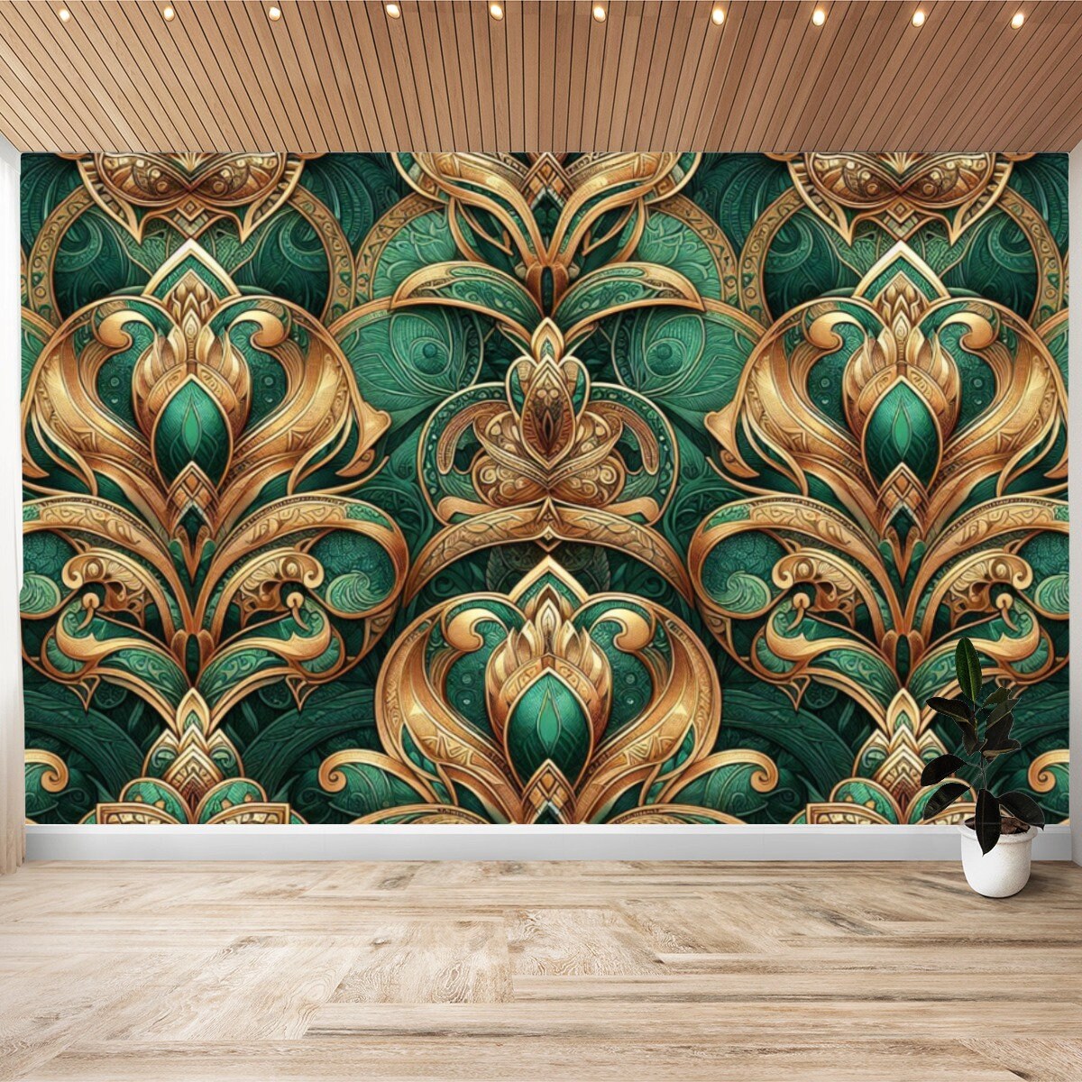 Art Deco Wall Decal Emerald Green and Gold Elegant Home Decor - Etsy