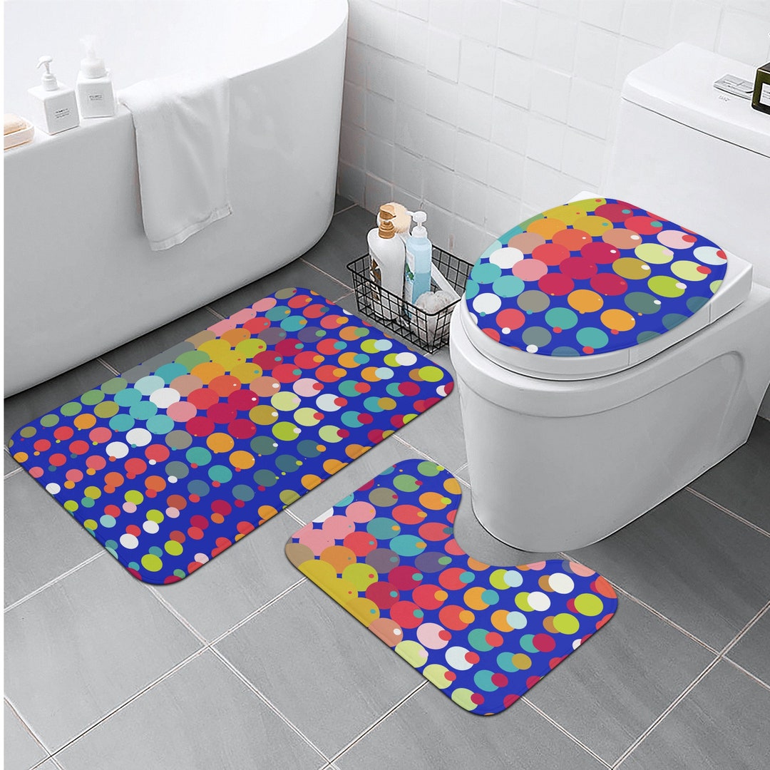 Colorful Bath Set for Toilet Bold Bright Pattern Vibrant Bathroom Decor ...