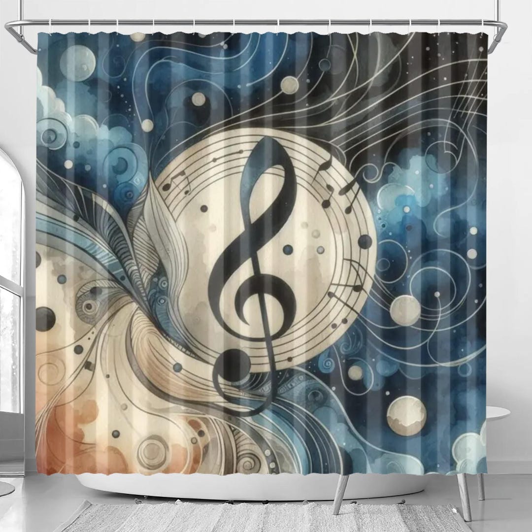Billowing Blue Treble Clef Shower Curtain - Etsy