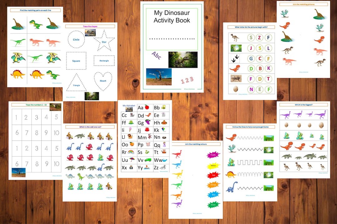Dinosaur Themed Early Learning Instant Download Printable Sheets, Pre ...