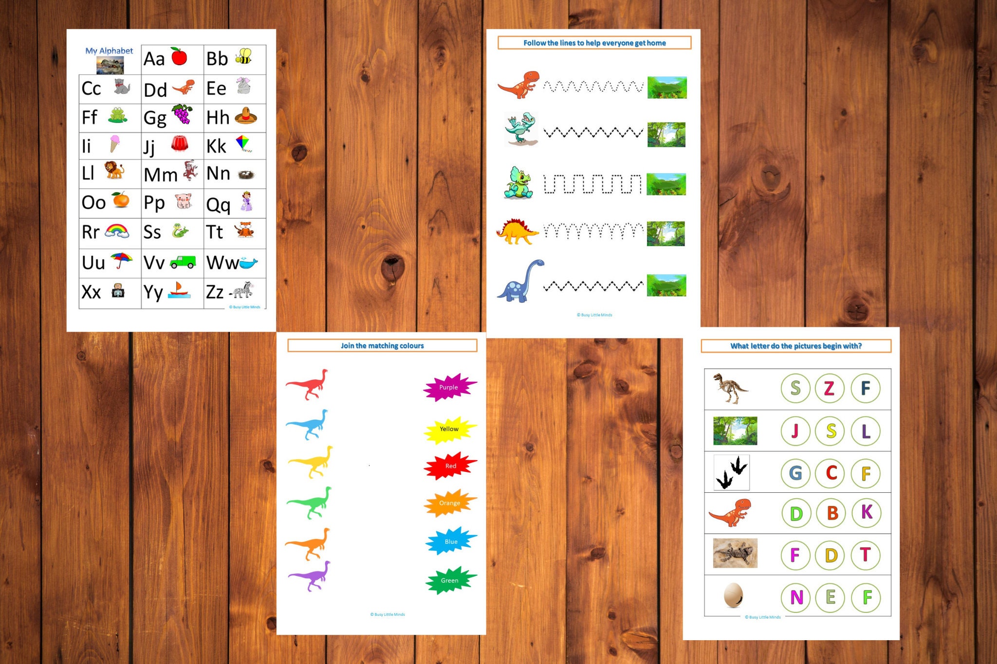 Dinosaur Themed Early Learning Instant Download Printable Sheets, Pre ...