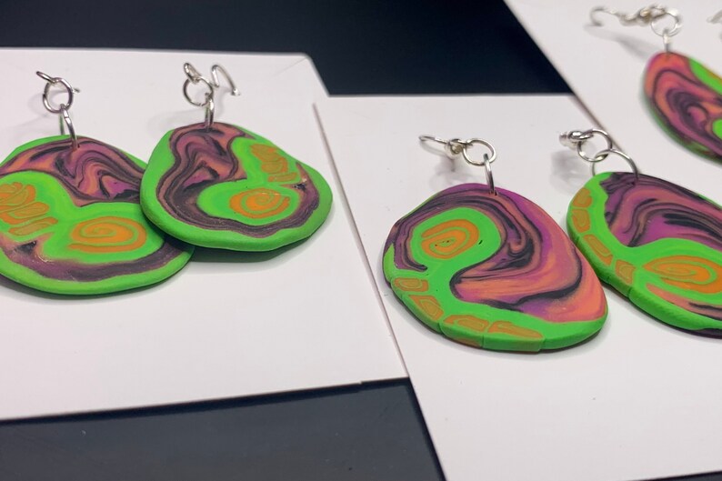 Neon Rave Earrings Handcrafted Polymer Clay Jewellery - Etsy
