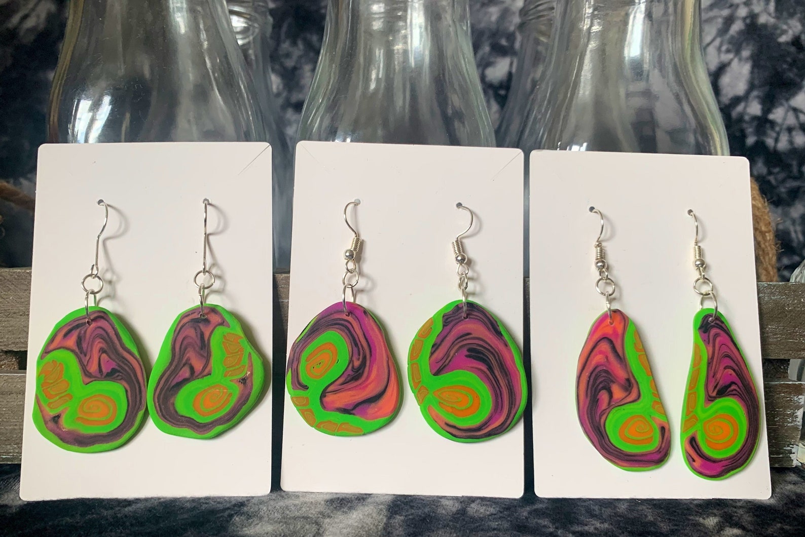 Neon Rave Earrings Handcrafted Polymer Clay Jewellery - Etsy