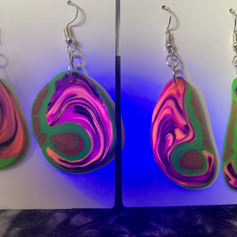 Neon Rave Earrings Handcrafted Polymer Clay Jewellery - Etsy