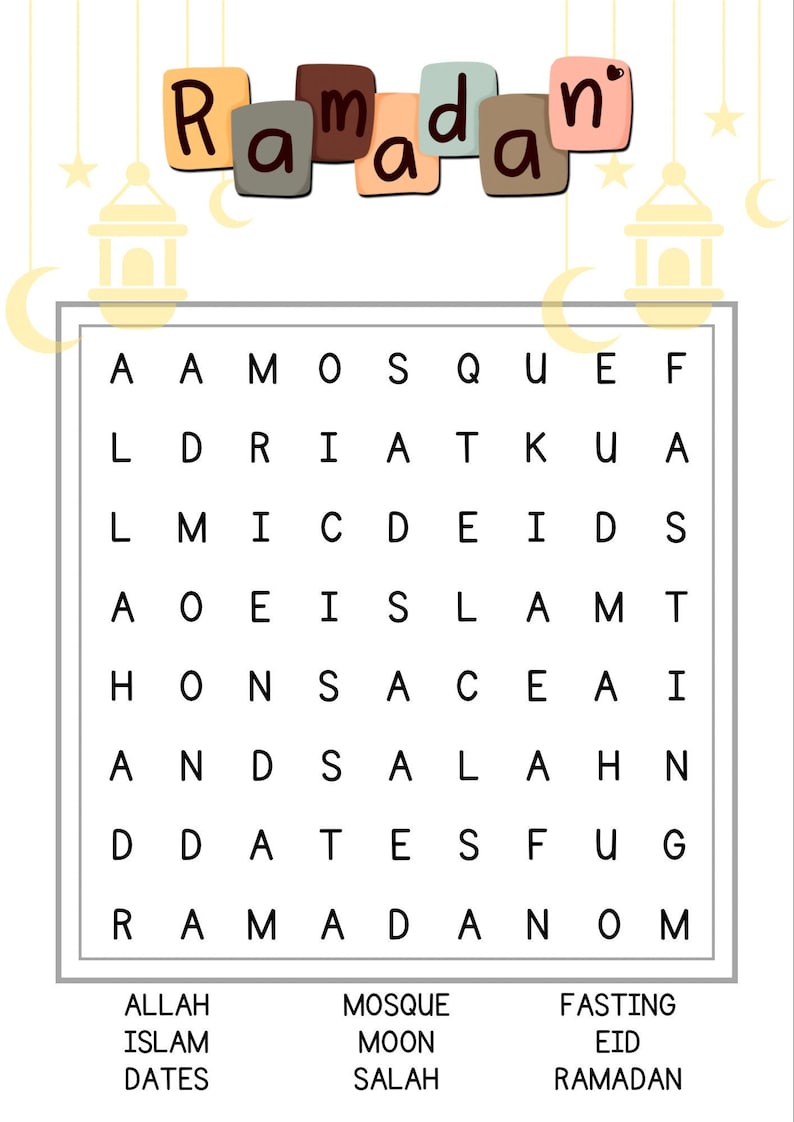 RAMADAN WORDSEARCH - Etsy