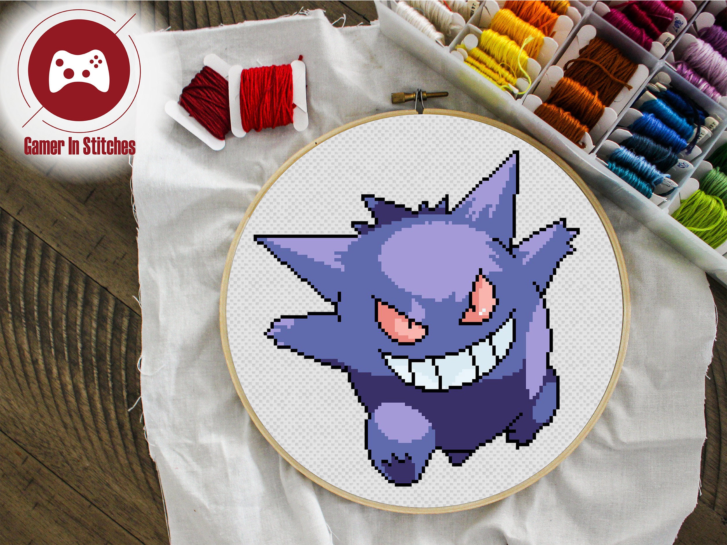 Gengar Pokemon Cross Stitch PDF Pattern, Digital Design - Etsy