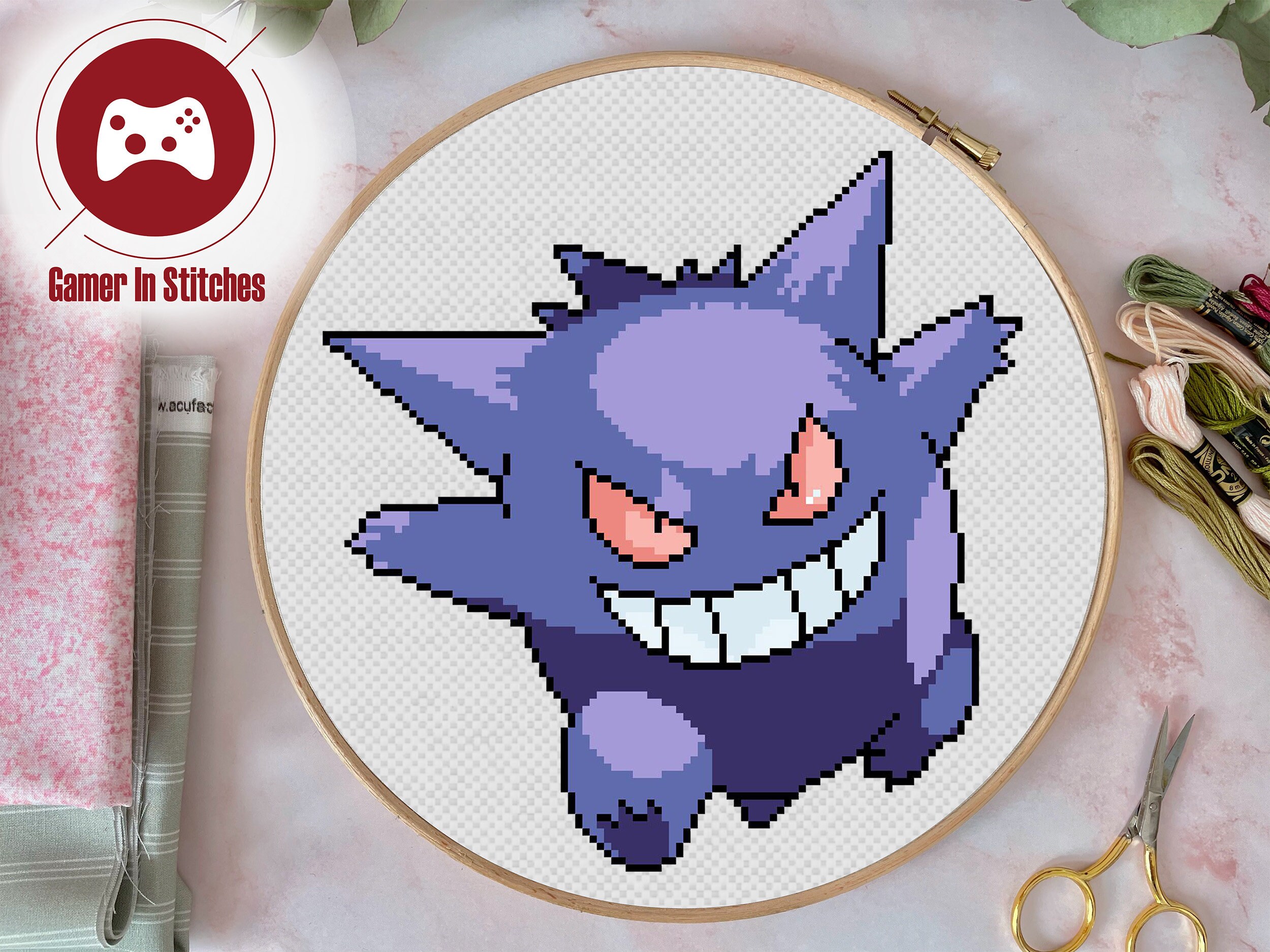 Gengar Pokemon Cross Stitch PDF Pattern, Digital Design - Etsy