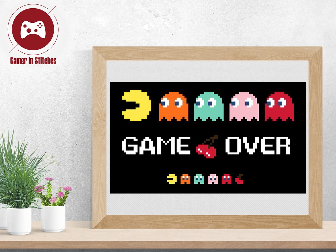 Pacman GAME OVER - Cross Stitch PDF Pattern, Digital Design - Etsy