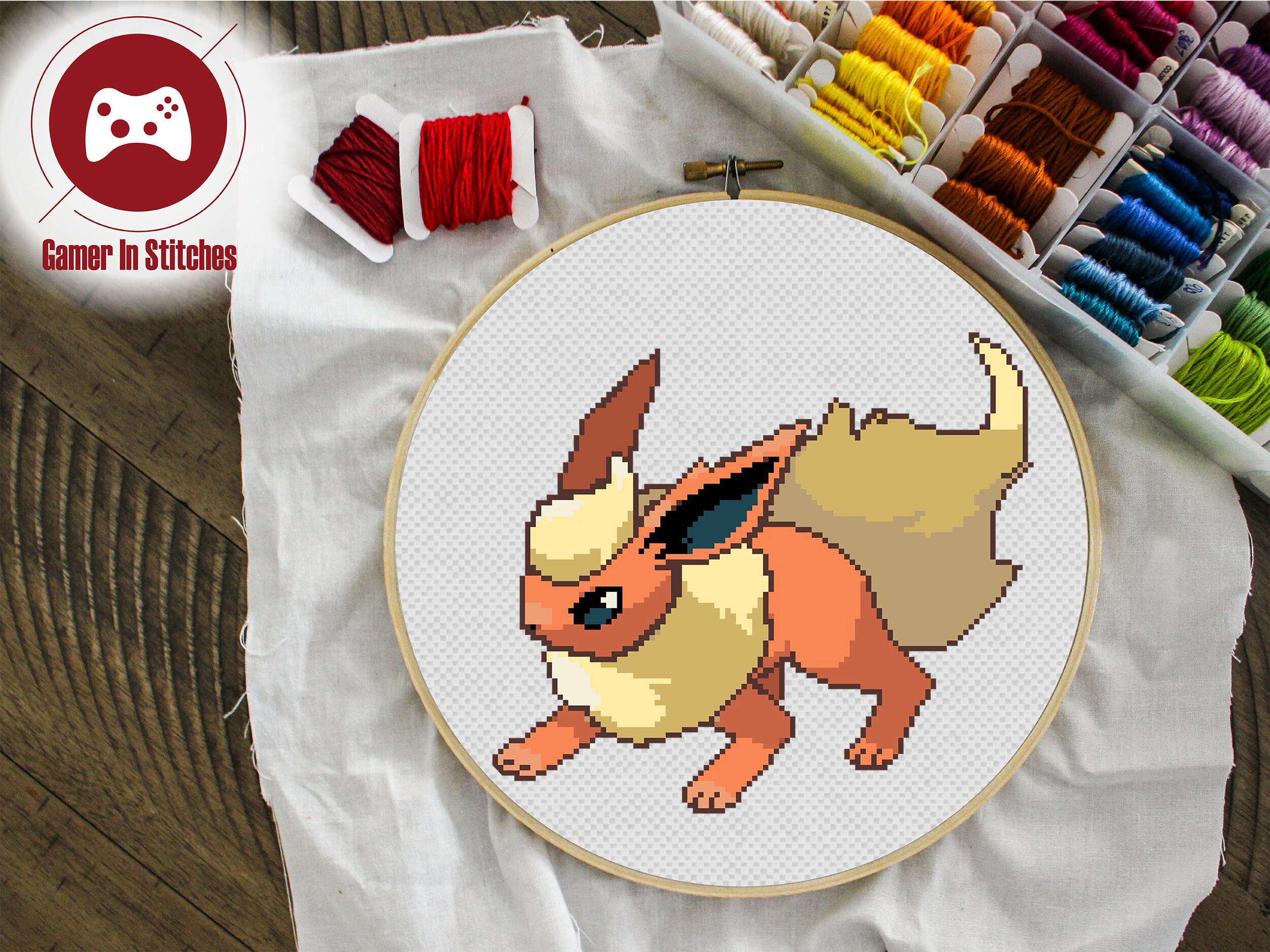 Flareon Eevee Evolutions Cross Stitch PDF Pattern Digital - Etsy