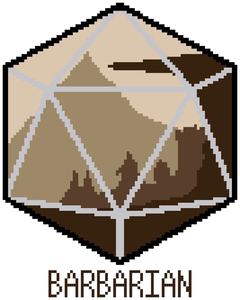 Barbarian Dnd Class Symbol - Dungeons and Dragons - Cross Stitch PDF ...
