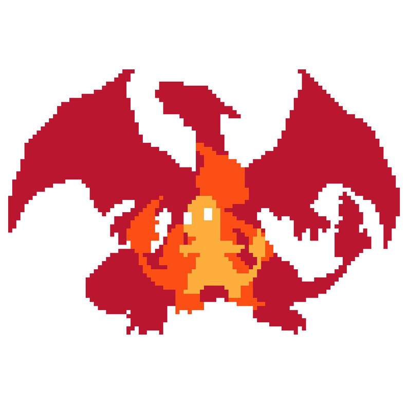 Charmander Evolution Silhouette - Cross Stitch PDF Pattern, Digital ...