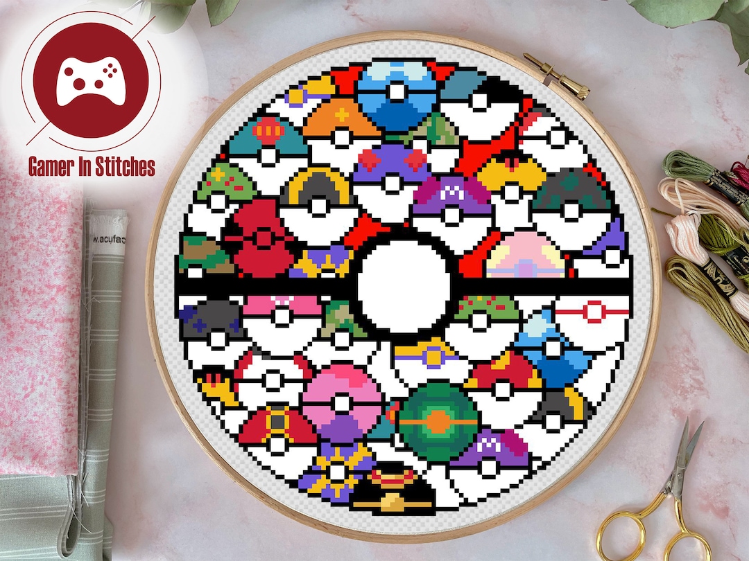 Pokeballs Within a Pokeball - Cross Stitch PDF Pattern, Digital Design ...