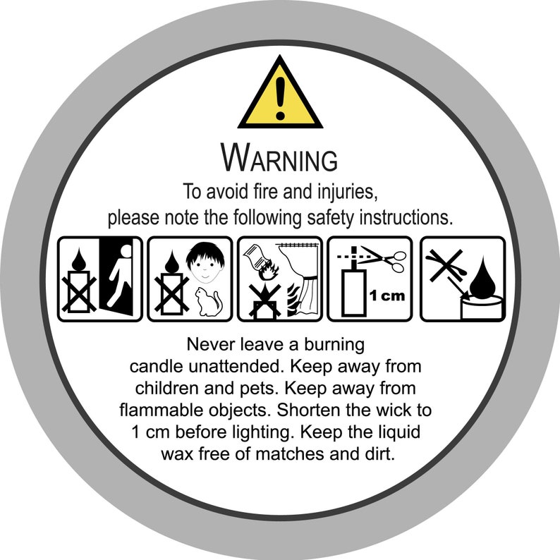 Set of Warnings and Labels for Candles - Etsy