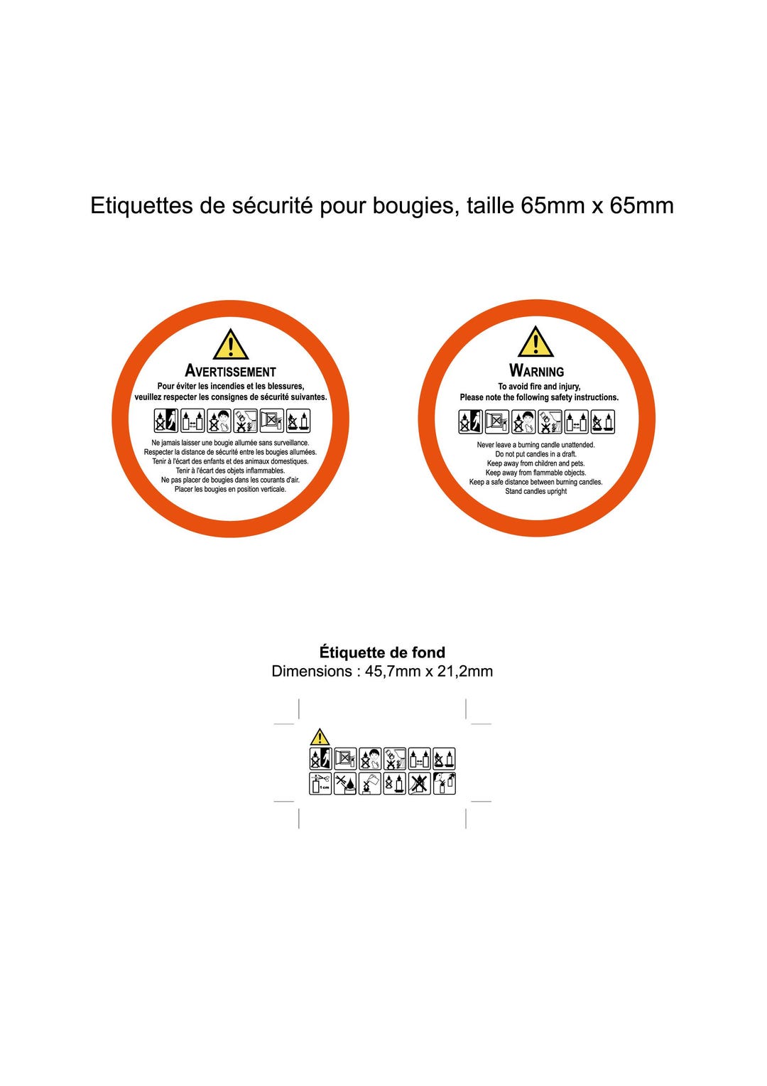 French and English Warning Labels for Candles | Scalable and Editable ...