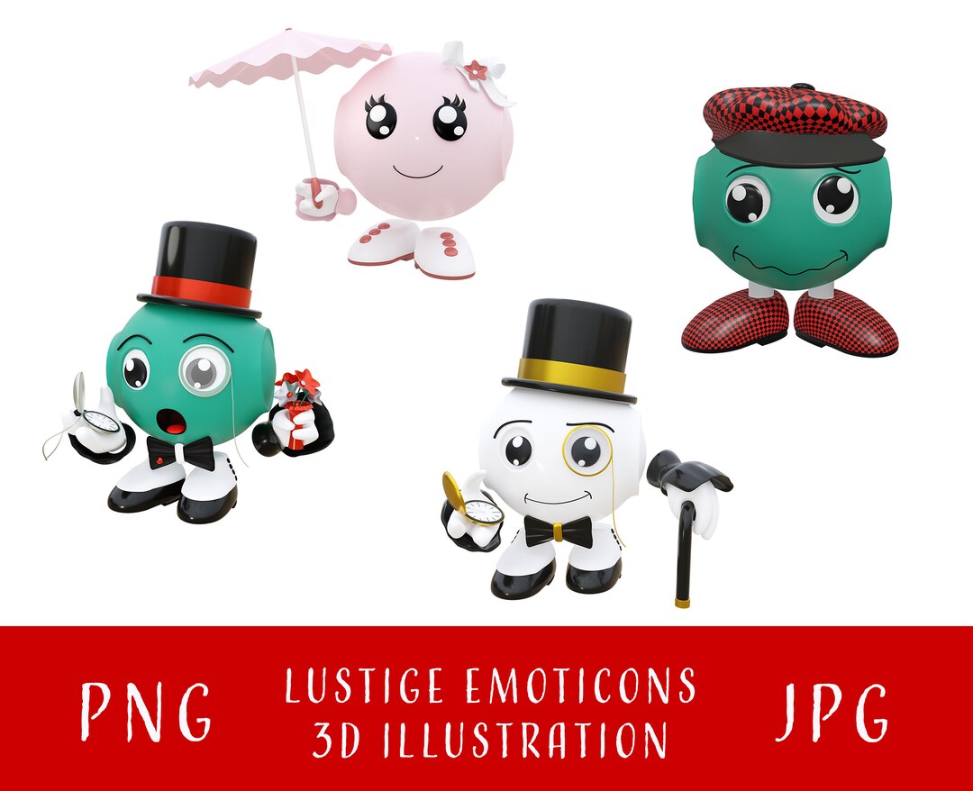 Funny Emoticons Digital Download 3D Illustration of Emoticons - Etsy UK