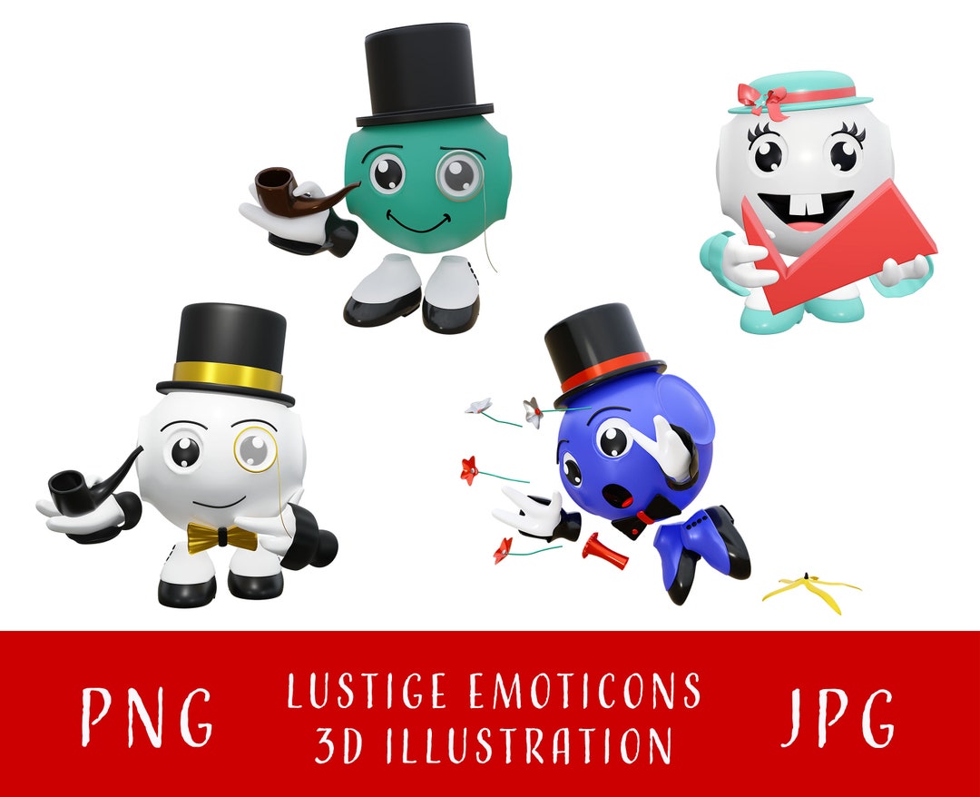 Funny Emoticons Digital Download 3D Illustration of Emoticons - Etsy