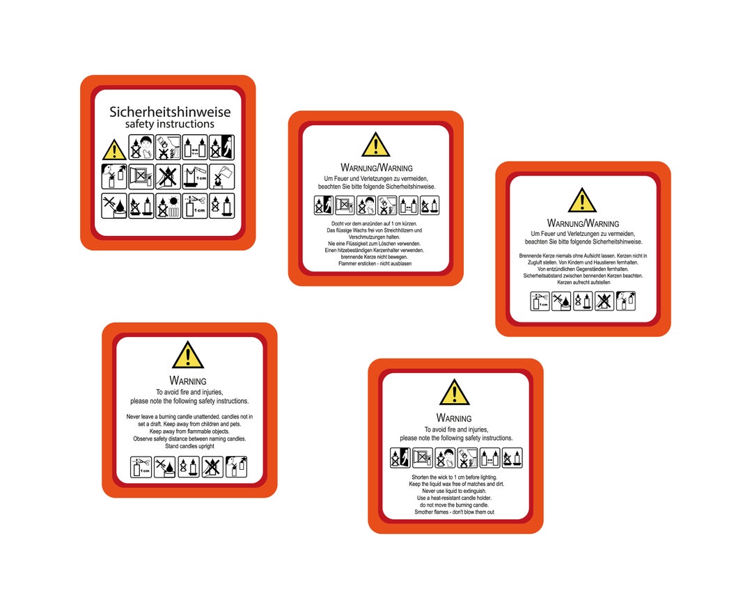 Warning Labels for Candles Square Freely Scalable and Editable Vector ...